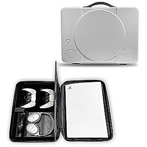 PS5 Carrying Case, Compatible with Playstation 5 Console/Controllers/Headset/Games and Other Accessories - Protective Travel Case with Hard Shell & Customized Foam for Storage (Classic PS1 Style)