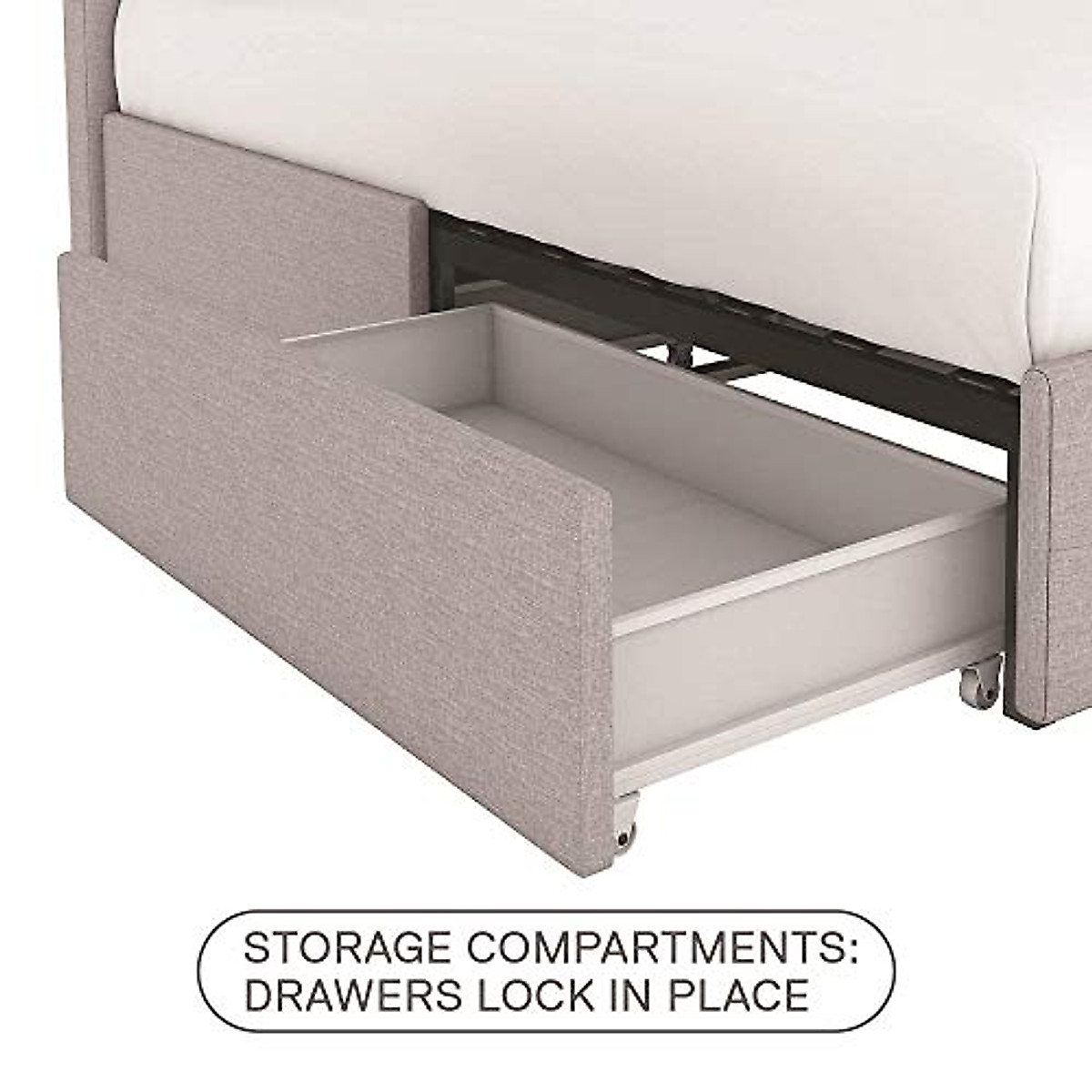 DHP Rose Upholstered Platform Bed with Underbed Storage Drawers and Button Tufted Headboard and Footboard, No Box Spring Needed, Queen, Gray Linen
