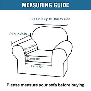 H.VERSAILTEX Rich Velvet Stretch 2 Piece Chair Cover Chair Slipcover Sofa Cover Furniture Protector Couch Soft with Elastic Bottom Chair Couch Cover with Arms, Machine Washable(Chair,Grey)