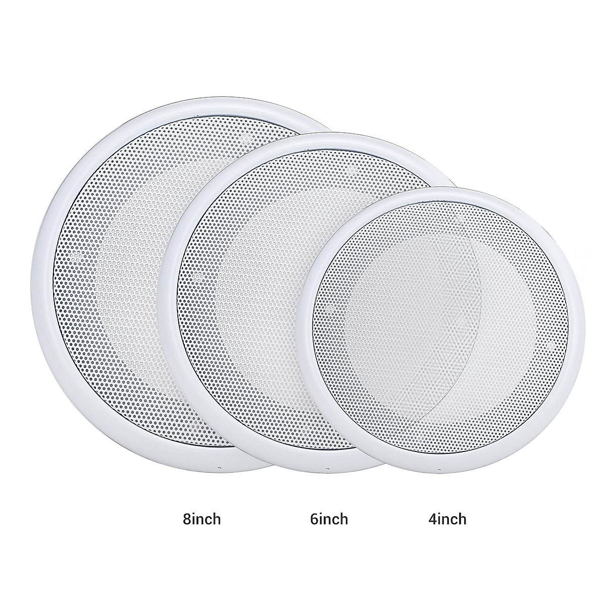 Facmogu 2PCS 8in White Ceiling Speaker Covers, Surface Mount Speaker Grill Mesh Round Speaker Grille Woofer Car Speaker Grill Cover Guard Protector Replacement Round Metal Grills