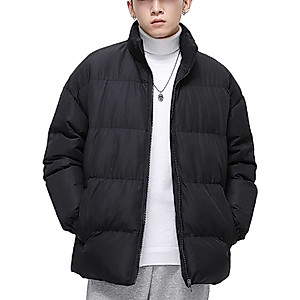 HMLOPX Mens Insulated Puffer Jackets, Stand Collar Down Jackets, Windbreaker Outdoor Work Coat with 2 Pockets (Color : black, Size : 3XL-3XLarge)