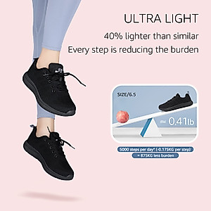 STQ Women Sneakers Fashion Lightweight Breathable Ladies Walking Shoes Black 8