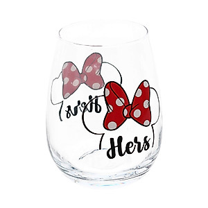 Disney Mickey & Minnie His and Hers Outline Stemless Glass, Set of 2