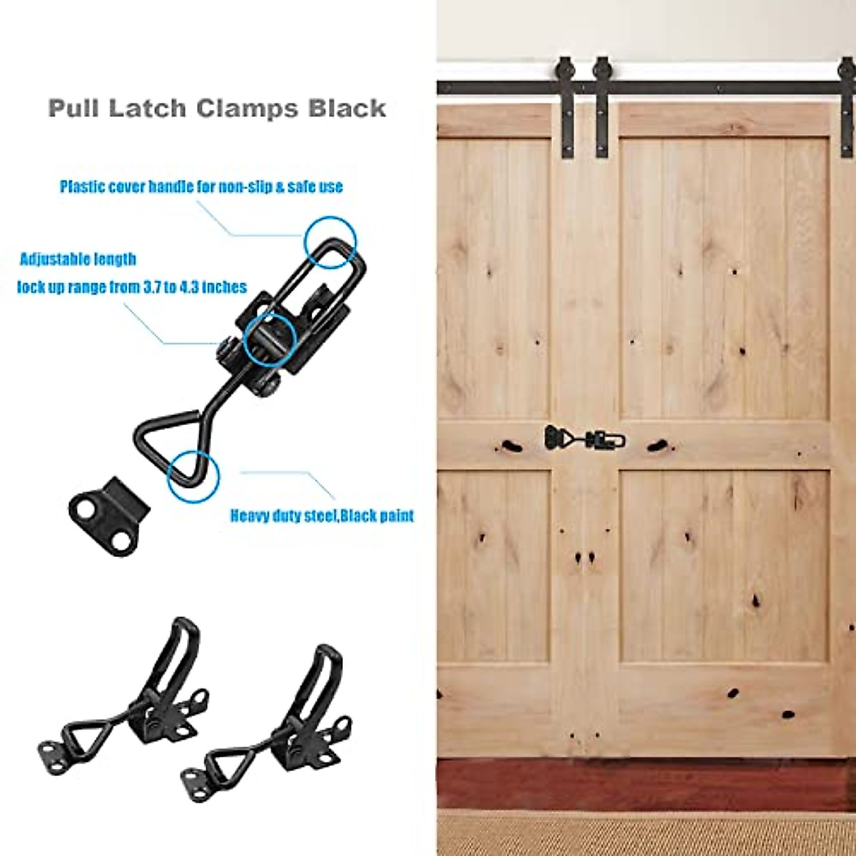 GouZaak 4 Pack Adjustable Black Toggle Clamp Latch (4001) Heavy Duty 220 lbs Toggle Latch & Quick Release Metal Pull Latches, Easy to Install for Lid Box Case Door Smoker room(20pcs 0.6" Screws)