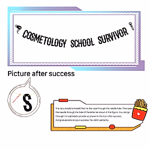 Glitter Black Cosmetology School Survivor Banner, Class Of 2024 Grad Cap Cake Supplies,Congratulations Finally Done 2024 Graduate Party Decoration