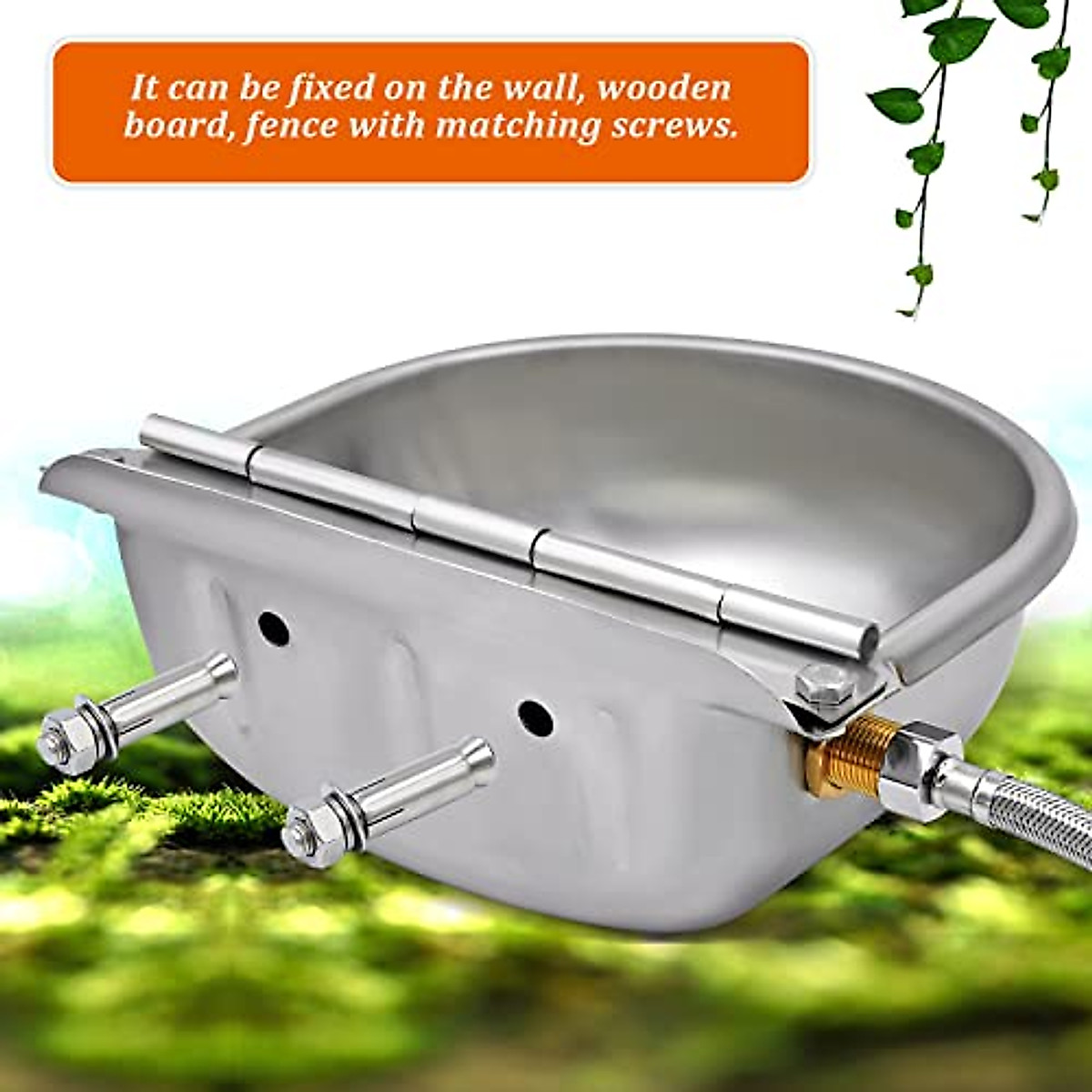 Automatic Livestock Waterer Dog Water Bowl Dispenser Stainless Steel Auto Outdoor Dog Water Bowl Self Filling for Cattle Cow Dog Horse Donkey Chicken Pets Goat