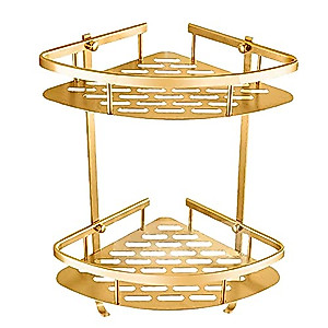 IRDFWH Bathroom Gold Shelf Shower Wall Mounted Corner Basket Shampoo Storage Wall Bathroom Shelf