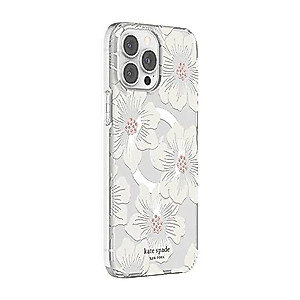 kate spade new york Protective Hardshell Case for MagSafe for iPhone 13 Pro Max - Hollyhock Floral Clear