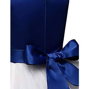 NNJXD Girl Tutu Flower Petals Bow Bridal Dress for Toddler Girl Size 9-12 Months Blue 1