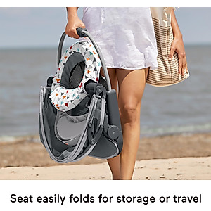 Fisher-Price Travel Baby Chair On-the-Go Sit-Me-Up Floor Seat with Snack Tray and Canopy for Outdoor Use, Arrows Away