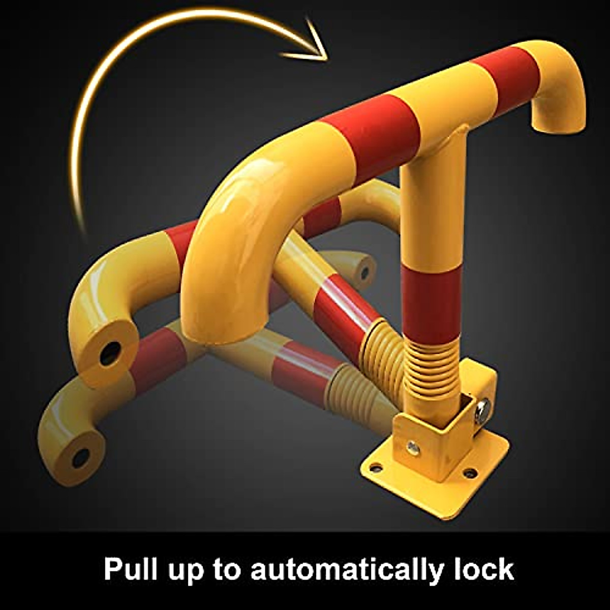 Heavy Duty Car Parking Space Lock Bollard T Shape with Spring Foldable Parking Barrier Safety Barrier for Commercial, Private Use (Color : Black, Size : 60x55cm)