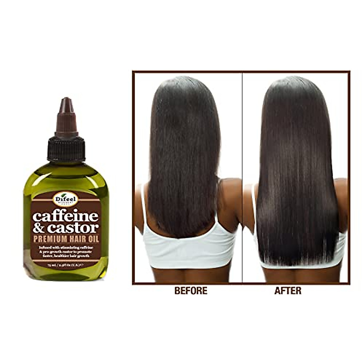 Difeel Caffeine & Castor Premium Hair Oil for Faster Hair Growth 2.5 oz.