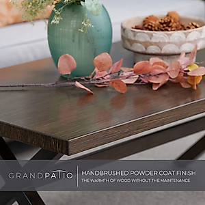 Grand patio 4-Piece Outdoor Patio Furniture Set Rocking Conversation Set Swivel Chairs, Coffee Table Patio Wicker Furniture Set with Woodgrain Finish Frame, Ponce Harbor Dark Brown