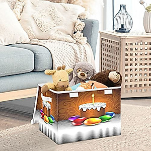 Kigai Easter Egg Cake Candle Storage Basket with Lid Collapsible Storage Bin Fabric Box Closet Organizer for Home Bedroom Office 1 Pack