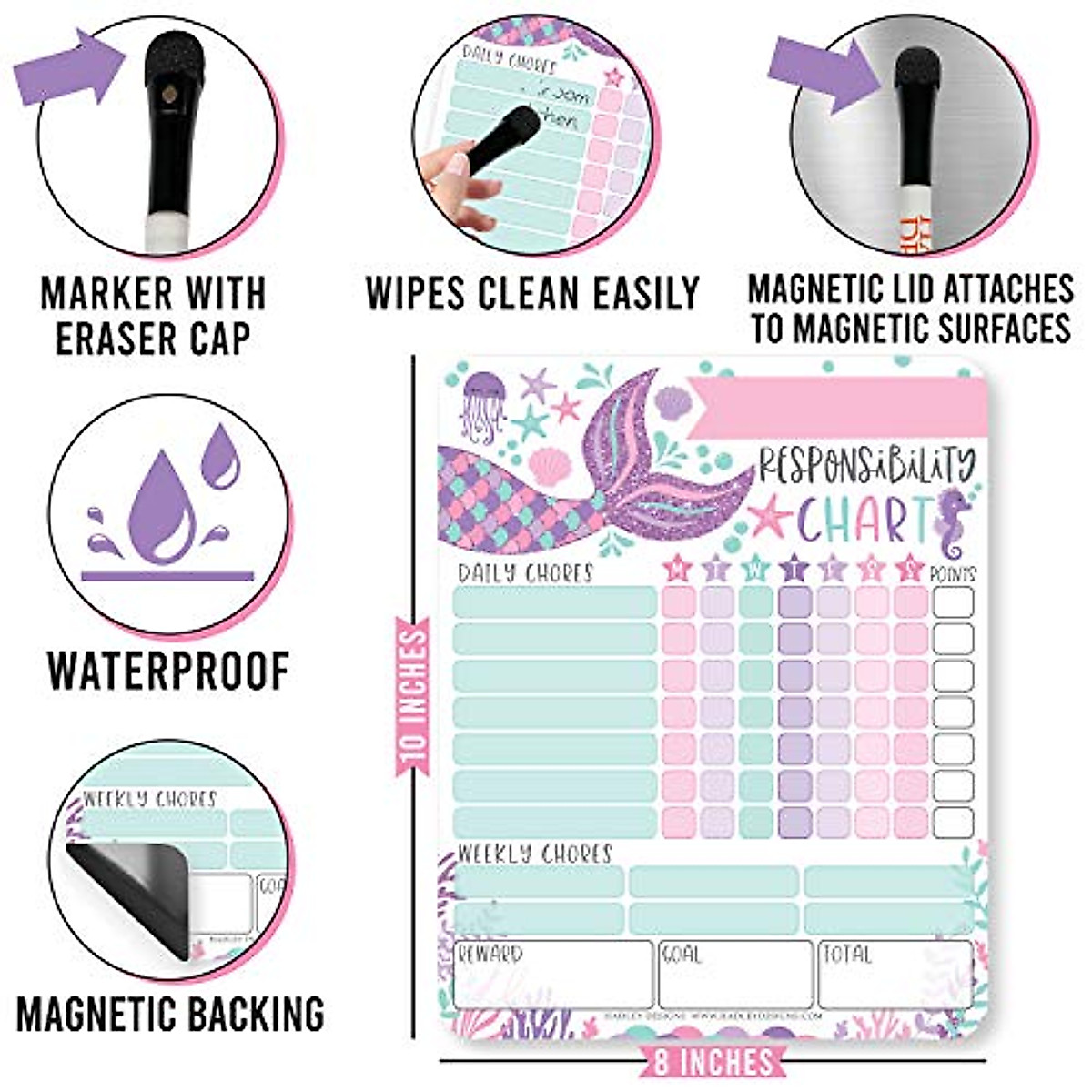 Mermaid Kids Chore Chart - Fun & Engaging Responsibility Tool