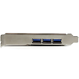 StarTech.com 4 Port PCI Express USB 3.0 Card - 3 External and 1 Internal - Native OS Support in Windows 8 and 7 - Standard and Low-Profile (PEXUSB3S42)