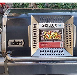 Grillux The #1 Vegetable Grill Basket BBQ Gift Accessories for Grilling Veggies - Use as Wok, Pan, or Smoker - Quality Stainless Steel - Camping Cookware - Charcoal or Gas Grills OK (1)