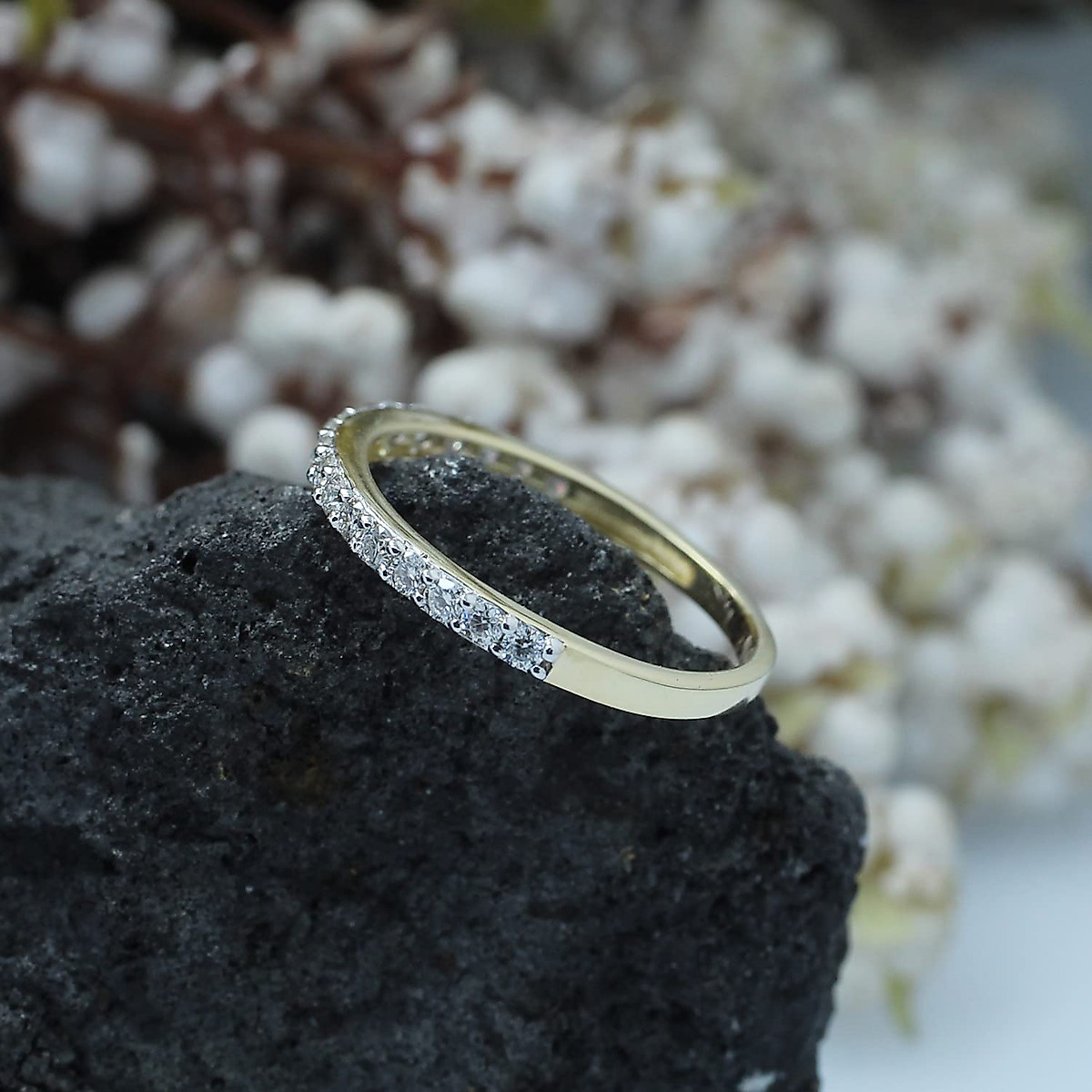 SAVEARTH DIAMONDS 0.40 ct. t.w Round Cut Lab Created Moissanite Diamond Eternity Wedding Band Bridal Ring For Women In 10K Solid Yellow Gold (VVS1 Clarity, 0.40 Cttw)-8