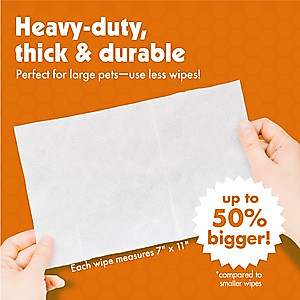 Petkin Big N' Thick Paw Wipes for Dogs, 100 Large Wipes - Clean Dirty Paws After Muddy Walks, with Paw Balm Protectant - Keep Floors and Furniture Clean - Ideal for Home or Travel - Orange Scent