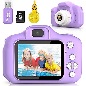 Desuccus Kids Camera,Christmas Birthday Gifts for Girls Age 3-9, HD Digital Video Cameras for Toddler Portable Toys for 3 4 5 6 7 8 Year Old Girl 32GB