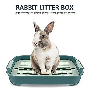 VILLCASE Rabbit Large Litter Box Guinea Pig Training Pan Cage Accessories Toilet Tray for Rats Hamster Ferret （ Green ）