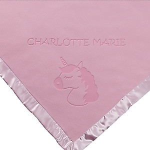 Custom Catch Personalized Unicorn Baby Blanket - Gift for Girl - Newborn or Infant - Pink
