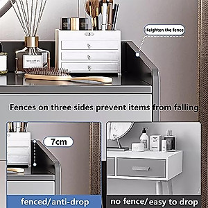 AOKLEY Makeup Vanity Desk, Make Up Table with Mirror and Chair, with Led Lights Mirror Vanity Makeup Table Set with Adjustable Brightness Mirror 2 Drawer Organiser Bedroom Furniture