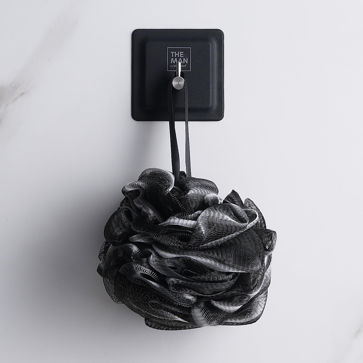 The Man Silicone Hook - Bathroom & Shower Storage Hook - Shower Toiletry, Bathroom Organizer Accessory - Heavy Duty Stainless Steel & Silicone - Strong Hold, Adheres to Most Surfaces (1 Pack)