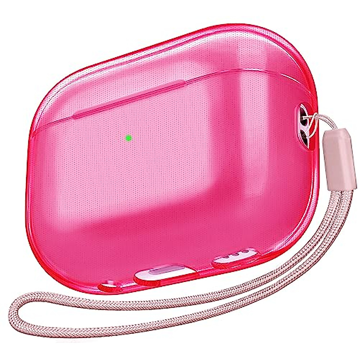 AIRSPO Airpods Pro 2nd Generation Case Cover, Clear Soft TPU Protective Cover Compatible with Apple AirPods Pro 2 Wireless Charging Case with Keychain and Lanyard (Neon Hot Pink)