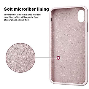 Vooii for iPhone Xs/X Case Kickstand | Baby Grade Liquid Silicone | 10ft Drop Tested Protective, Microfiber Lining Shockproof Full-Body Cover Case for iPhone Xs/X (Sand Pink)