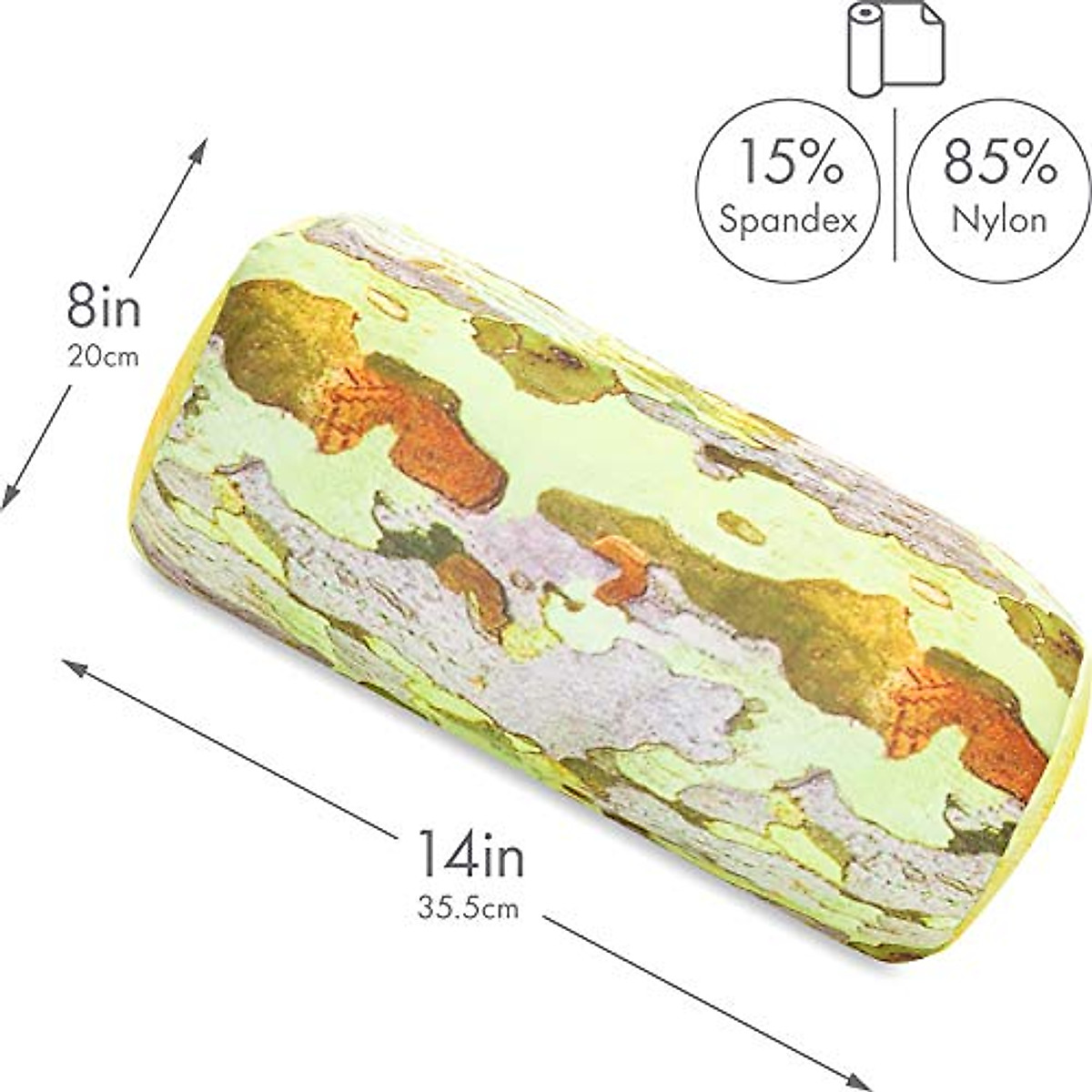 PILLOWY Microbead Log Roll Pillow - Bolster Tube Pillow Cushion Perfect Therapy Pillow - Airy Squishy Soft Bead Bag Bed Room Decoration, Neck Pillow Back Head Body Support, 14" X 8", Forest