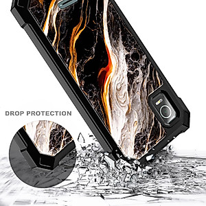 NZND Case for TCL 30Z (T602DL), TCL 30 LE with [Built-in Screen Protector], Full-Body Protective Shockproof Rugged Bumper Cover, Impact Resist Phone Case (Black Marble)