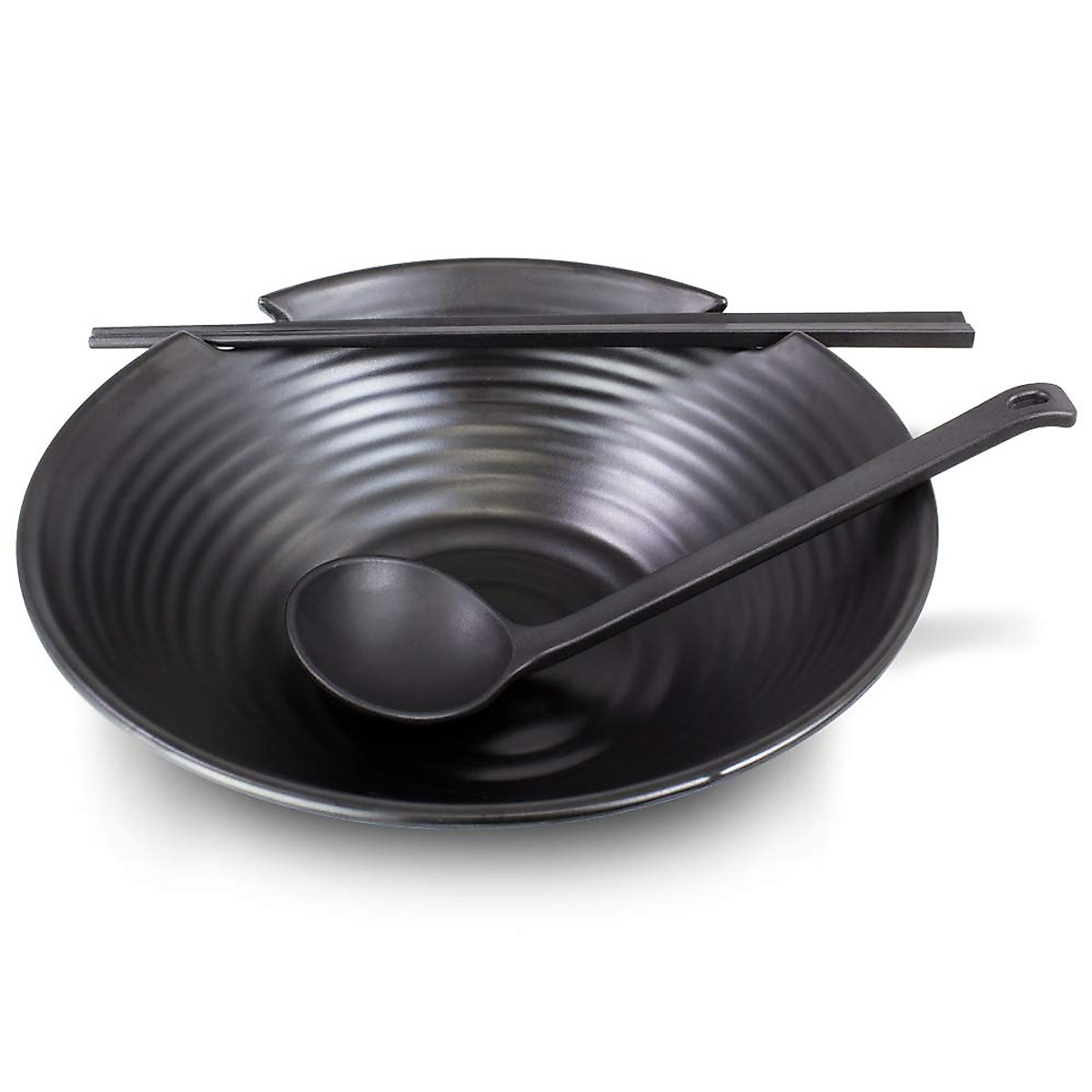 [2 Sets] Ramen Bowls, 37oz Large Plastic Noodle Bowl Set, Dishes with Chopsticks and Spoons