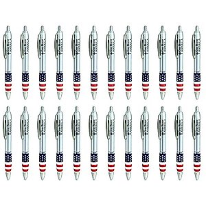 God Bless America Patriotic Ink Pen with American Flag, 5 1/2 Inch (Pack of 24)