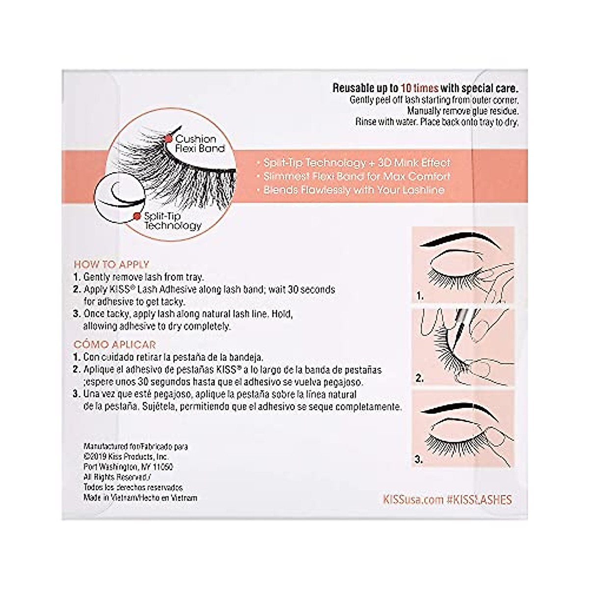 KISS Lash Couture Naked Drama False Eyelashes, Crepe', 10 mm, Cushion Flexi Band, Contact Lens Friendly, Easy to Apply, Reusable Strip Lashes, Includes 1 Pair Fake Eyelashes