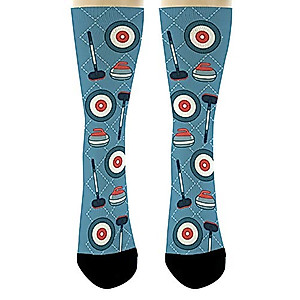 ThisWear Curling Sport Gifts Ice Curling Set of Socks Unisex Winter Olympics Socks 2-Pairs Novelty Crew Socks