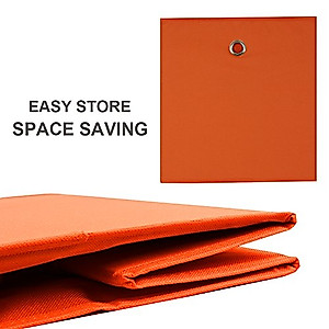 The Elixir Eco Green Storage Cube Box with Strong Fabric Canvas Foldable Basket Organizer Bin, Orange, Extra Large
