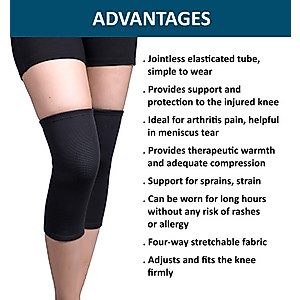WC_ Black Knee Support Brace, Knee Sleeves for Running, Jogging, Sports, Joint Pain Relief, Arthritis and Injury Recovery for Men and Women (Pair)