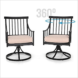 PHI VILLA Swivel Chairs Set of 8 Patio Dining Rocker Chair with Cushion Rocking Patio Furniture for Garden Backyard Bistro, Beige