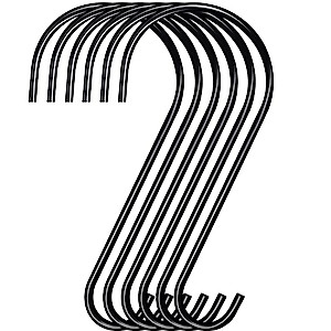 DINGEE Tree Branch Hook,12 Inch Large S Hooks for Hanging Plants,Black Metal Long S Hooks for Bird Feeder,6 Pack Heavy Duty S Hooks for Bird House,Baskets, Lanterns,Garden,Patio,Indoor Outdoor