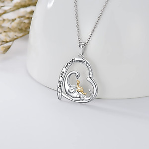 MEIDERBO Dinosaur Necklace 925 Sterling Silver Mother Daughter Dino Necklace Jewelry Gifts for Women Mother Daughter Mother's Day Birthday Gifts