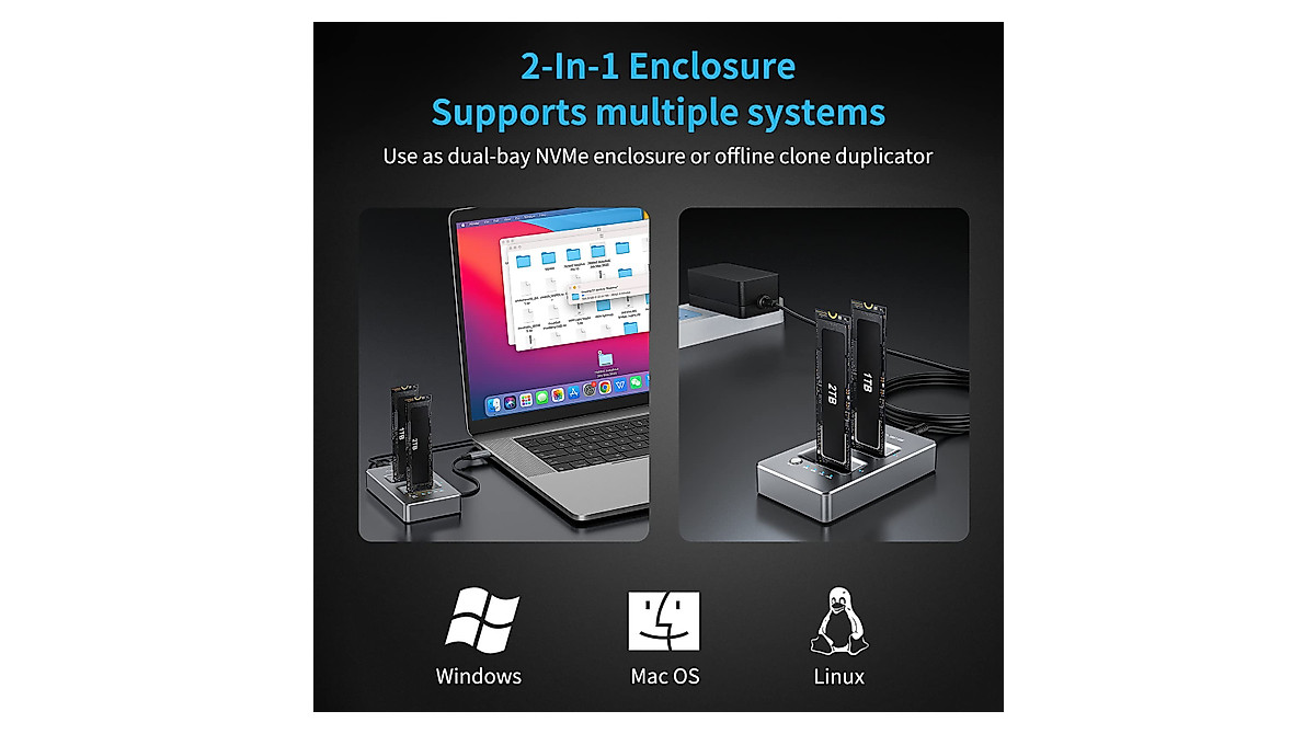 ACASIS NVMe M.2 Duplicator Dual-Bay Clone Docking Station for SSDs