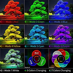 JSOT Solar Lights Outdoor Waterproof - Color Changing Spot Lights Outside, Solar Powered Spotlight Landscape Lighting Halloween Spotlights for Tree Garden Yard Pathway Driveway House Christmas