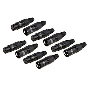 CableCreation [5-Pair XLR 3 Pin Male/Female Audio Mic Microphone Connector, Black Housing