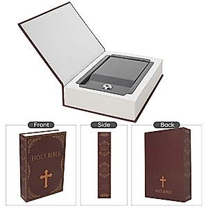 Real Paper Transfer Book Safe, Hollow with Secret Hidden Compartment, Combination Lock, 8.7"×6"×2" (Bible-Combination)