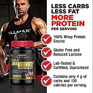 ALLMAX Nutrition - Gold ALLWHEY Protein Powder, Whey Protein Blend for Strength and Muscle Gains, Post Workout Recovery, Gluten Free, 24 Grams of Protein, Chocolate, 5 Pound
