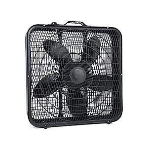 Simple Deluxe 20” Box Fan, 3-Speed Cooling Table Fan with Aerodynamic Shaped Fan Blades, Convenient Carry Handle and Safety Grills, For Home Office Color: White,Black