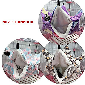 Oncpcare Small Pet Cage Hammock, Bunkbed Sugar Glider Hammock, Guinea Pig Cage Accessories Bedding, Warm Hammock for Parrot Ferret Squirrel Hamster Rat Playing Sleeping