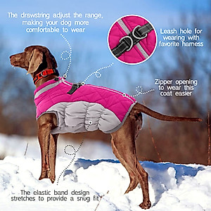 FUAMEY Dog Coat, Medium, Pink, Faux Fur - Waterproof, Windproof, Reflective Cold Weather Coat with Built-in Harness, Fits Dogs 11 lbs and Up