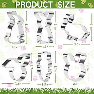 KAISHANE Easter Cookie Cutters Set - rabbit, Bunny, Carrot, rabbit face Shapes Biscuit Cutters 6 Pieces Stainless Steel